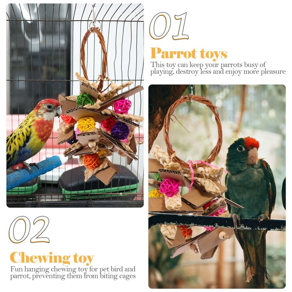 Wooden Bird Bite Toy Pet Parrots Chew Toy Bird Vine Chewing Toy Parrot ...