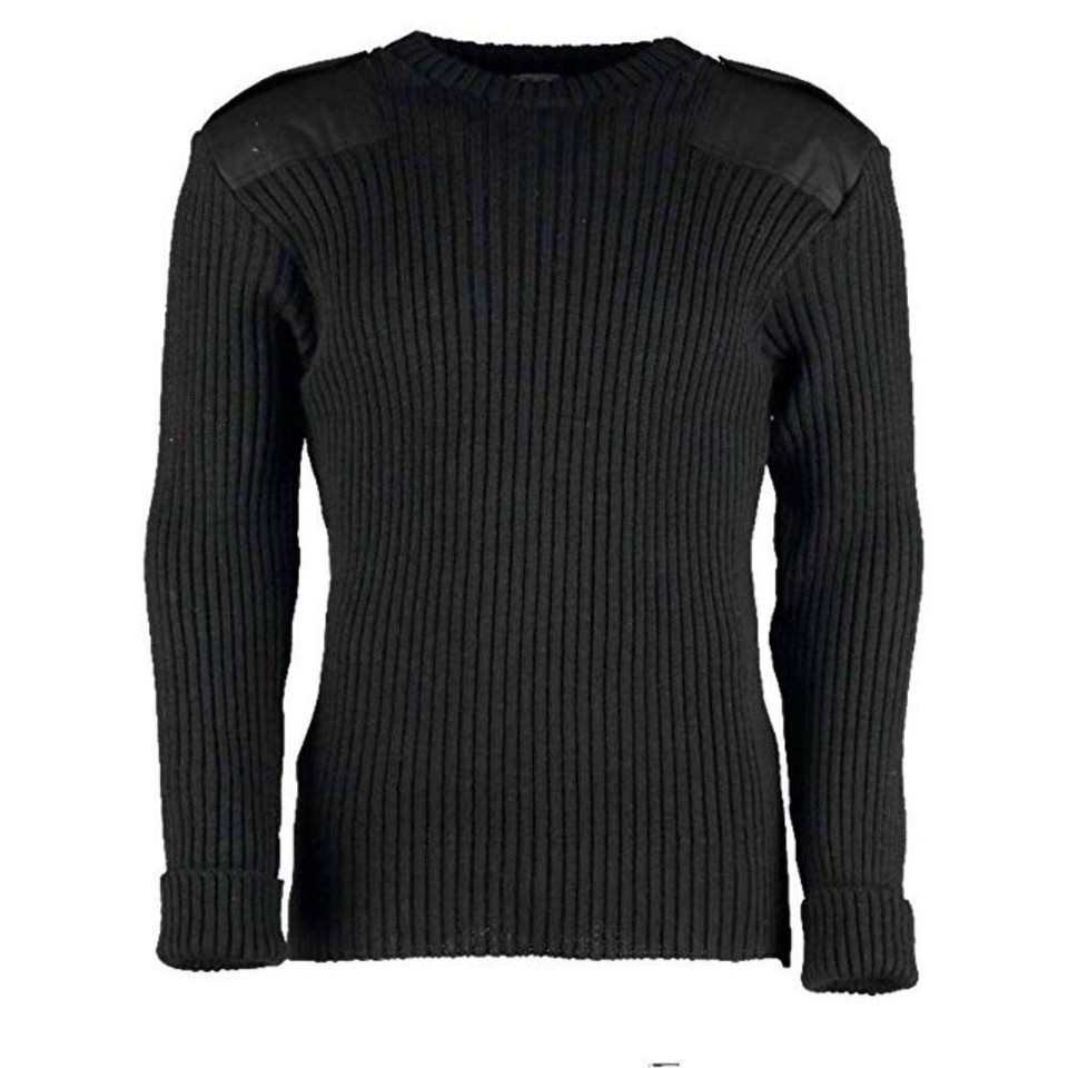 British Commando Sweater Woolly Pully CREW Neck with EPAULETS - Various ...