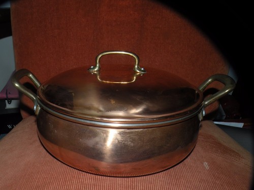 VINTAGE RUFFONI ITALY COPPER POT LIDDED HANDLED CASSEROLE 10” | eBay