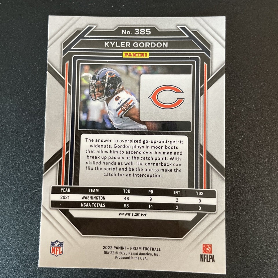 2022 Prizm - Kyler Gordon - Rookie - Green Prizm - Chicago Bears | eBay