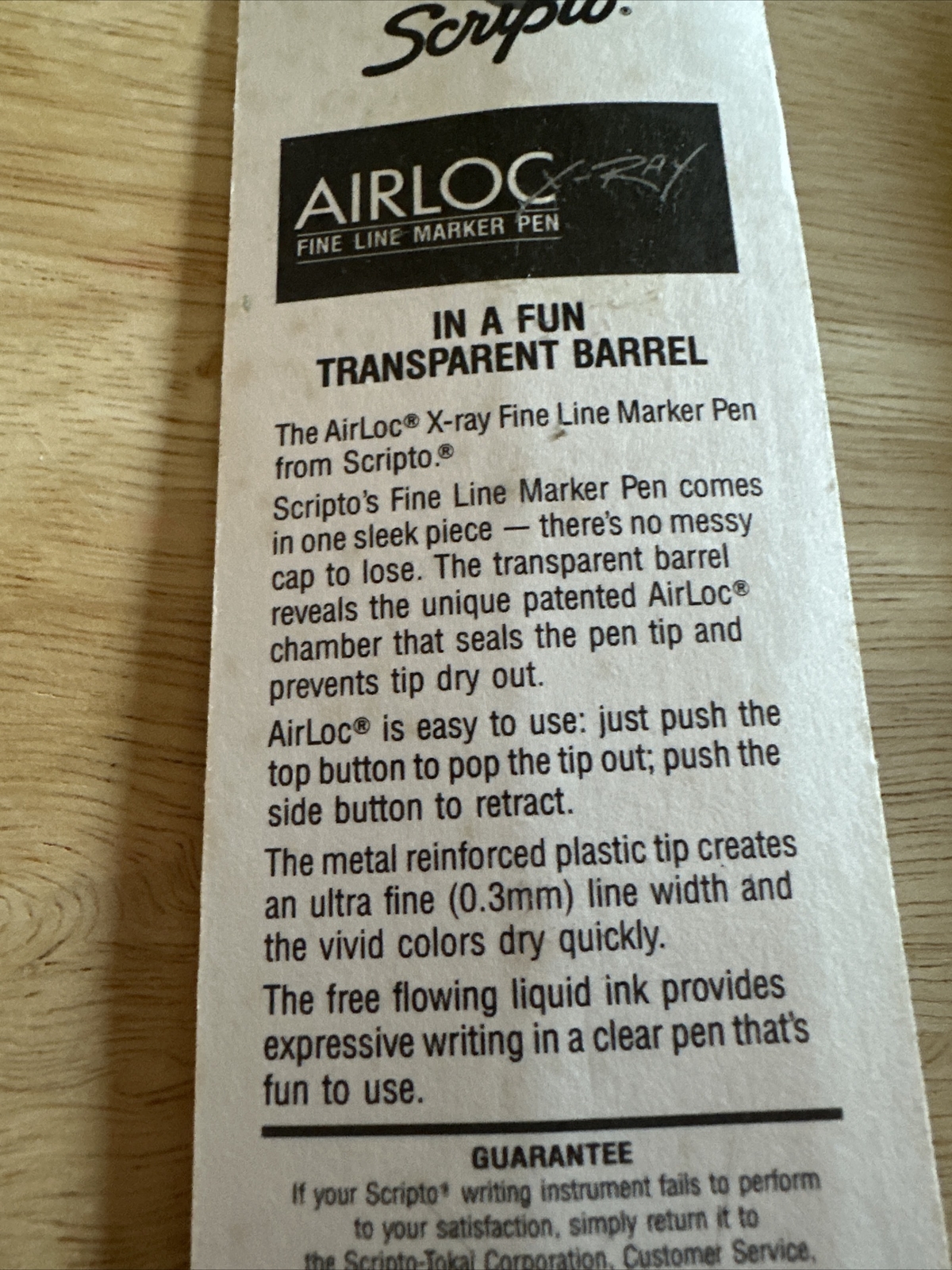 Vintage AirLoc X-Ray Retractable Fine Line Marker Pen Scripto NOS 1991 ...