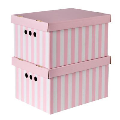 2pc Decorative Storage Boxes Home Office Box Organiser Large Pink ...