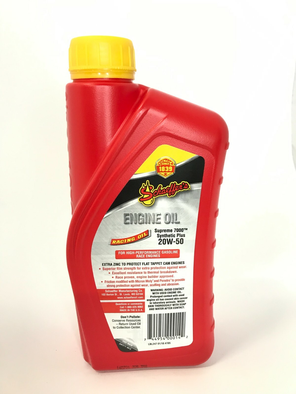 Schaeffer's Racing Oil 0705-012S Supreme 7000 Synthetic Plus 20W-50 - 4 ...