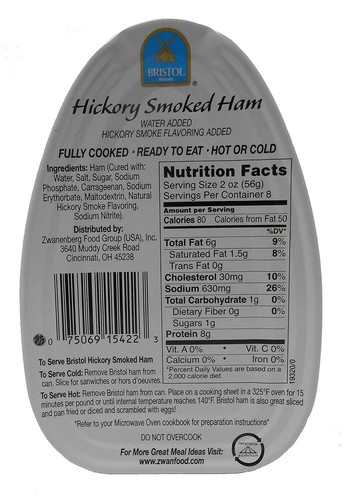 2 Pack Bristol Hickory Smoked Cooked Canned Ham, High Protein, 16oz ...