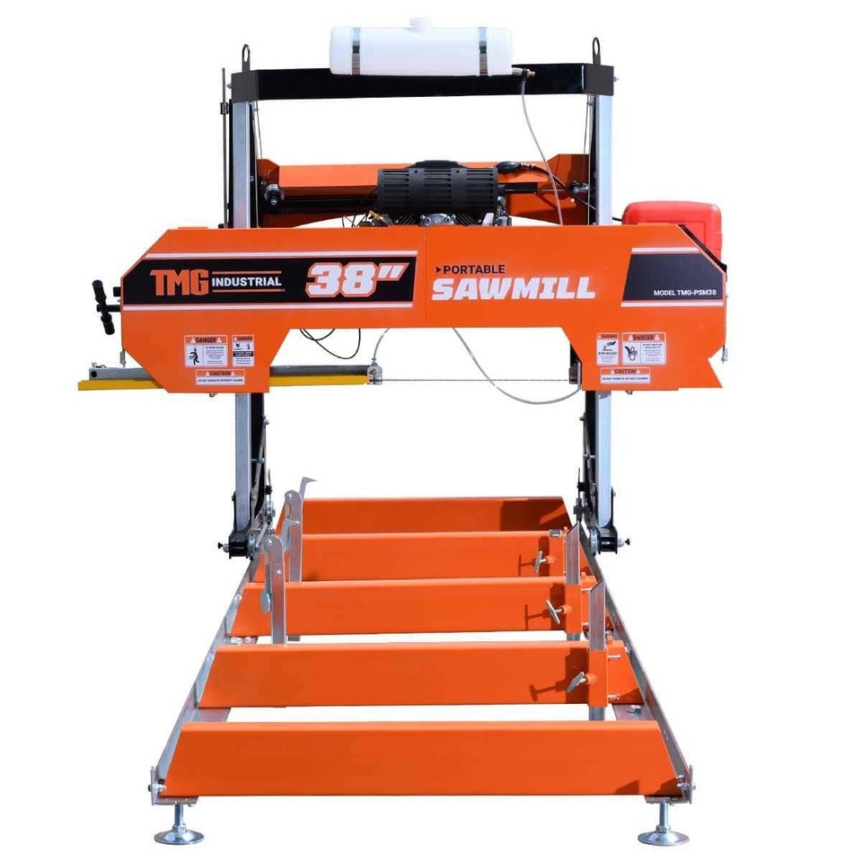 38in Rugged Sawmill 13ft Track 24HP V-Twin 4-Pillar Frame 10L Water ...