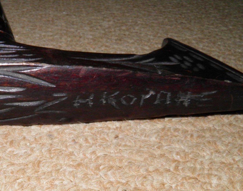 Antique Zakopane Walking Stick / Cane Shepherds Axe Hand Carved Eagle ...
