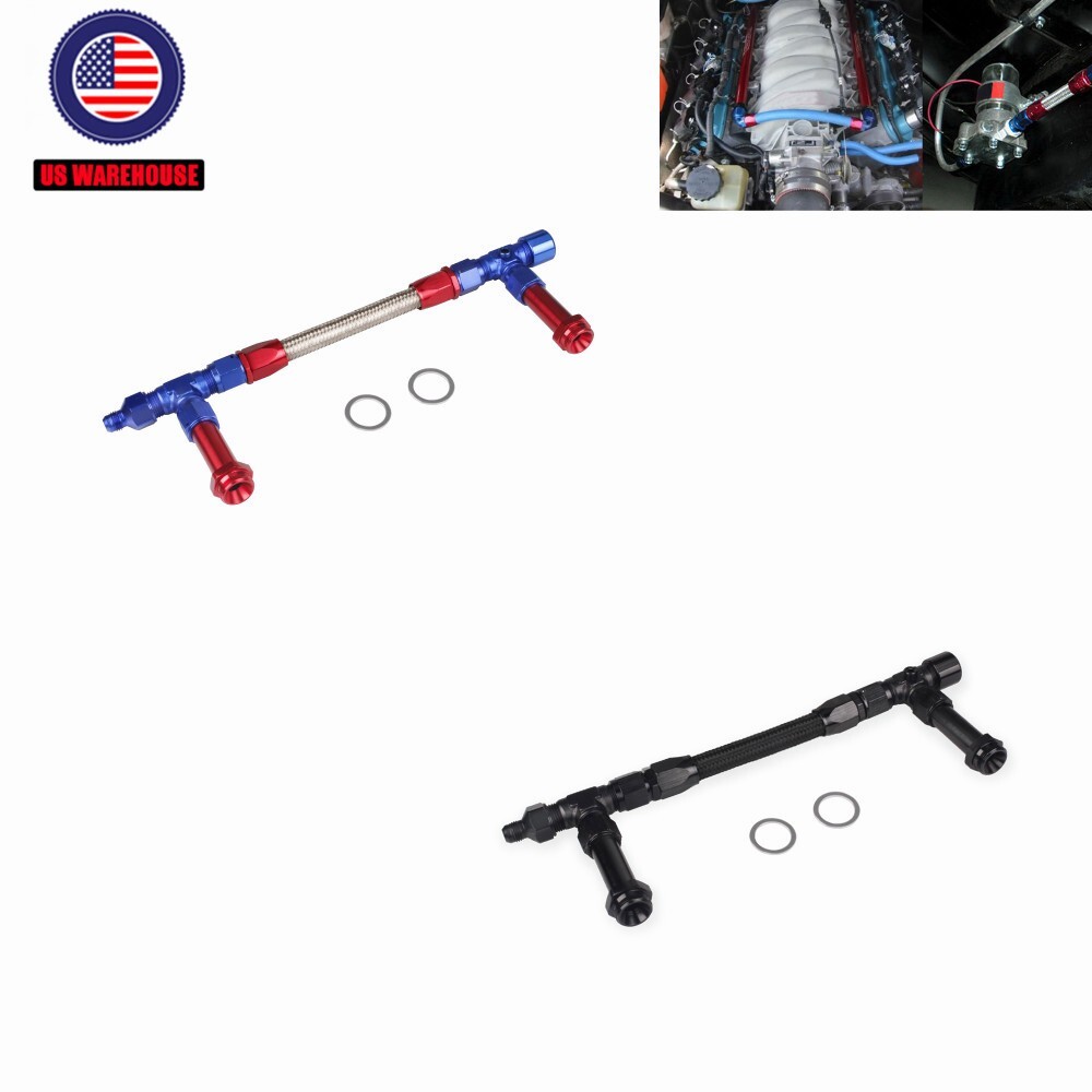 US 8AN Holley 4150 Dual Feed Carb Fuel Line Kit Show Polished w ...