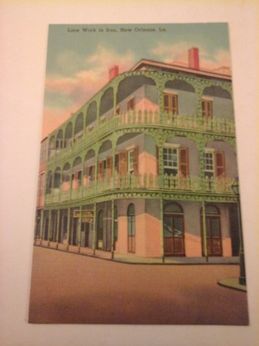 Vtg 1930-1945 CURTEICH Linen Postcard LACE WORK IN IRON, NEW ORLEANS ...
