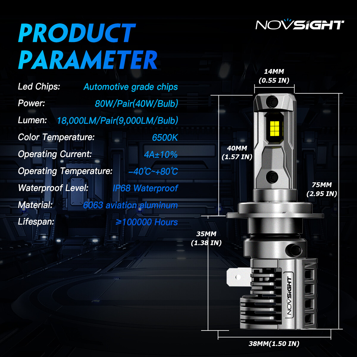 NOVSIGHT 2x H4 HB2 H7 H11 H8 H9 9005 9006 LED Headlight Bulbs 80W ...