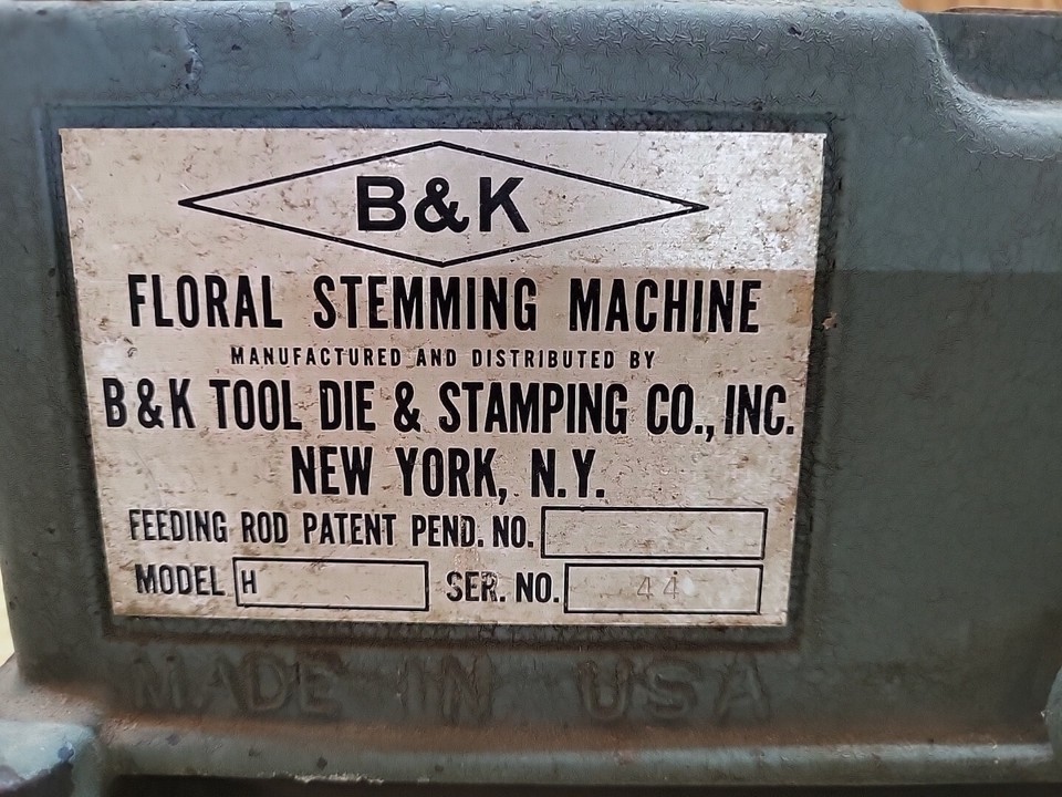 Vintage B & K Floral Stemming Machine Model H Florist Pick Tool #44 ...