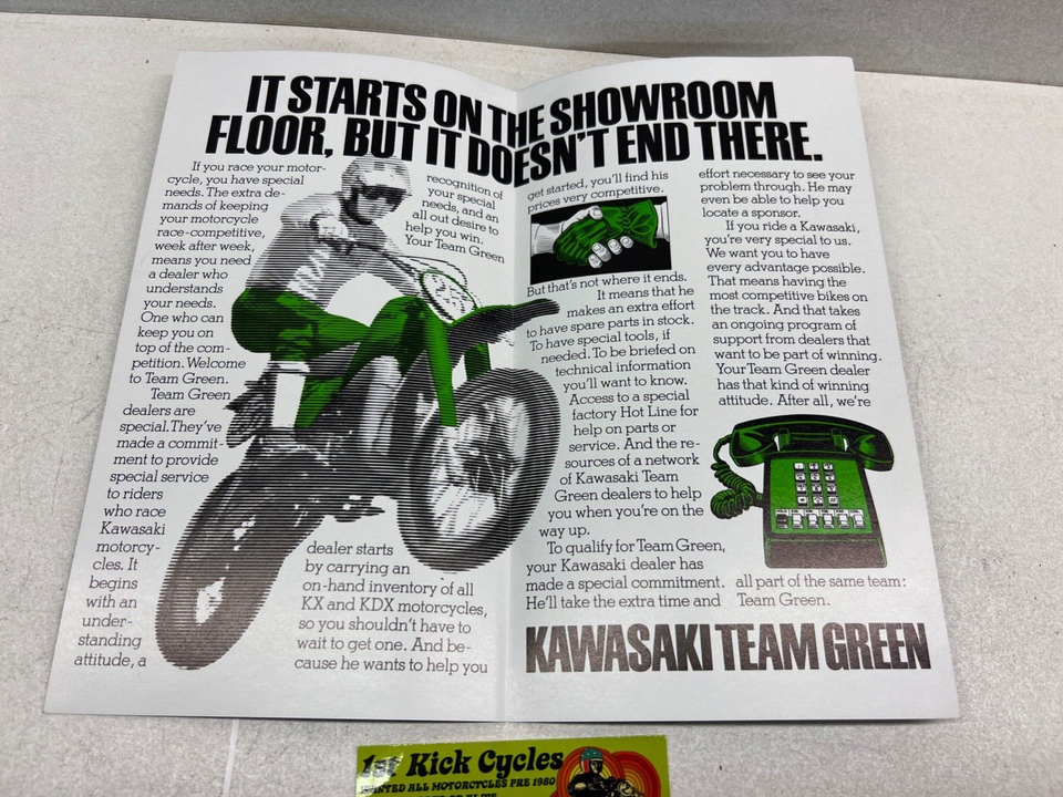 VINTAGE Kawasaki "Team Green" Vintage MX Brochure AD KX KDX NOS | eBay