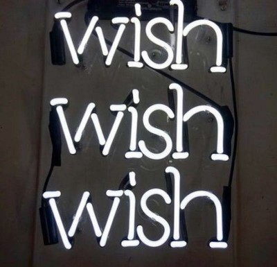 Wish Wish Wish White Acrylic Neon Sign 14" Bedroom Artwork Light Decor ...