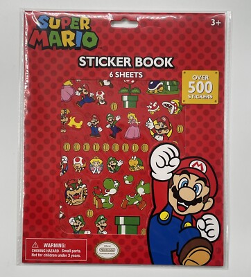 Super Mario Sticker Book 6 Sheets Over 500 Stickers Included New ...