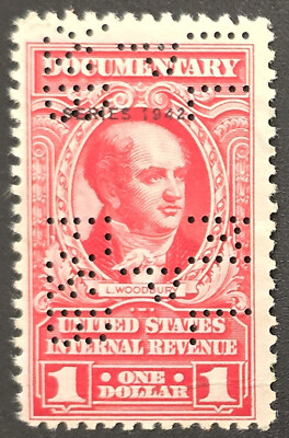 US - 1942 1 Dollar Internal Revenue Documentary Stamp Series - PERFIN ...