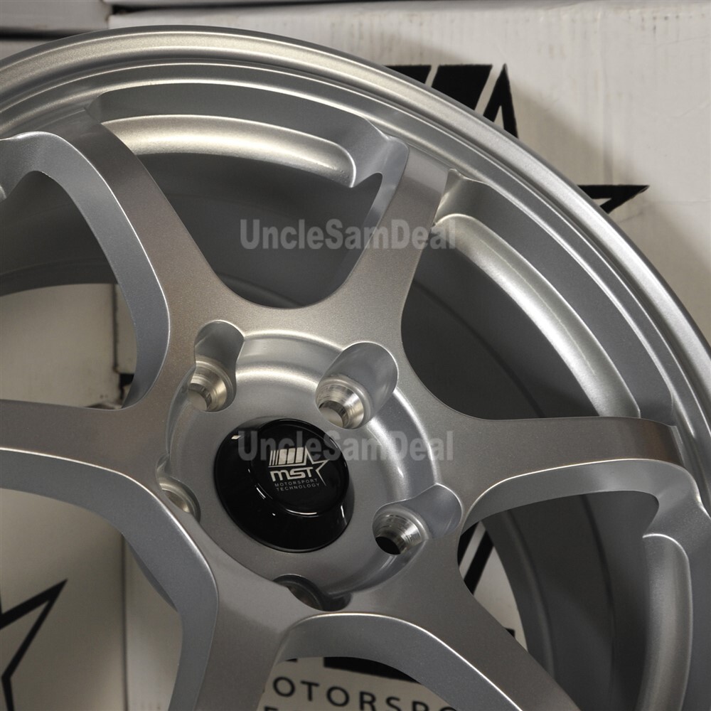 16" 16x7 38 OFFSET 5x114.3 MST MT40 MT-40 6 SPOKES GLOSS SILVER WHEELS ...