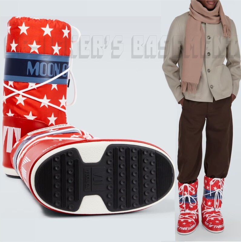 MOON BOOT Icon Retrobiker 3.5-6 red blue Logo White Stars Snow Boots ...