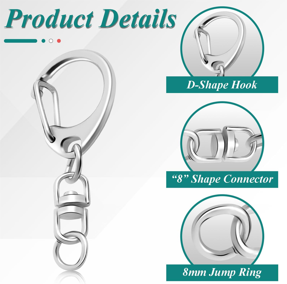 25 Pack Lobster Claw Clasps Keychain Making Kit, Silver Keychain Clip ...