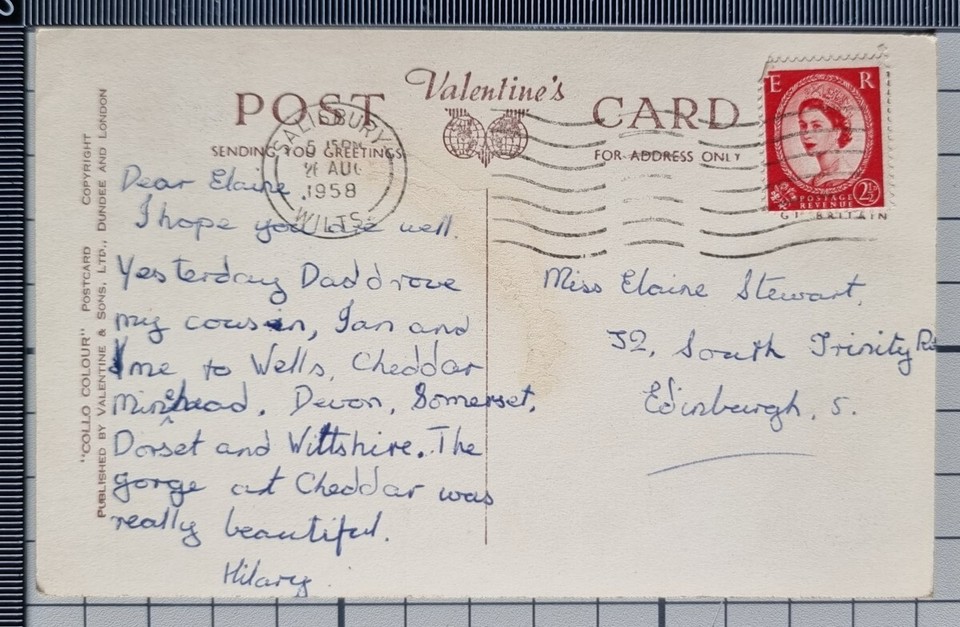 POSTCARD 1958 CHEDDAR GORGE COX'S CAVE THE WATERFALL HORSE SHOE BEND ...