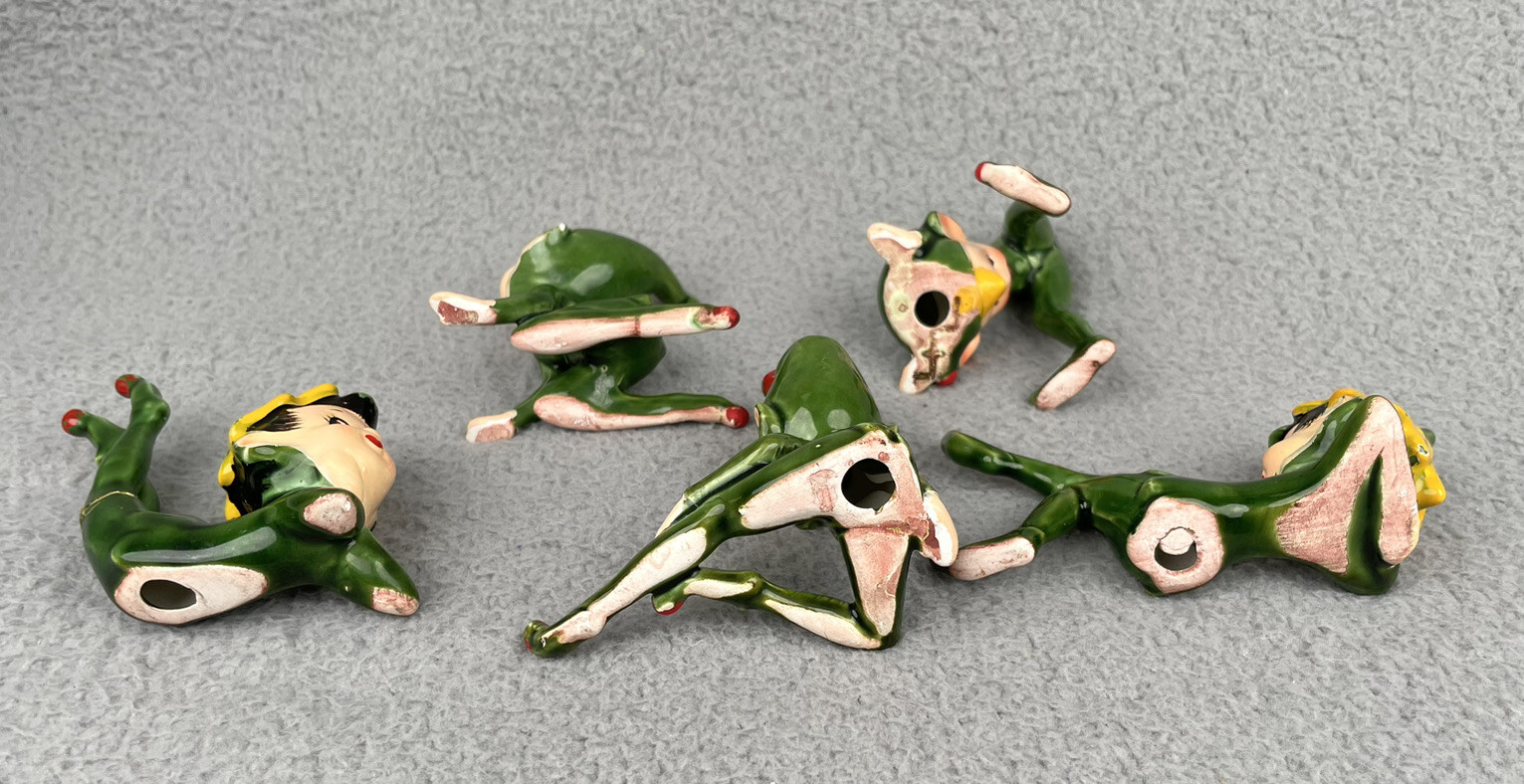 Vintage Elves Pixies Ceramic Kitschy Green Christmas Tumbling ...