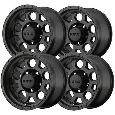(Set of 4) KMC KM522 Enduro 15x9 5x4.5" -12mm Matte Black Wheels Rims ...