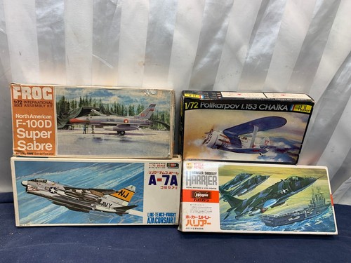 4 Airplane Model Kit Froc F-100D Heller Polikorpov A7A Corsair Hasegawa ...