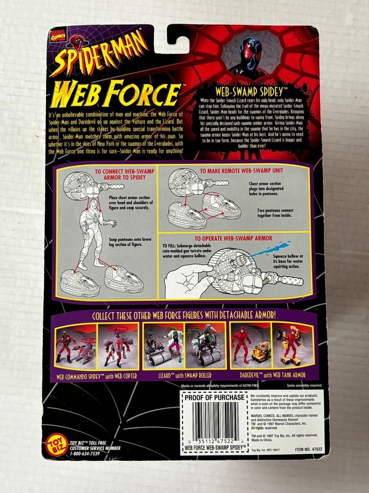 1997 Toy Biz Spider-Man Web Force Web-Swamp Spidey Action Figure | eBay