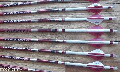 6-- Carbon Express Maxima RED 350 Custom Arrows w/ Blazer Vanes White ...