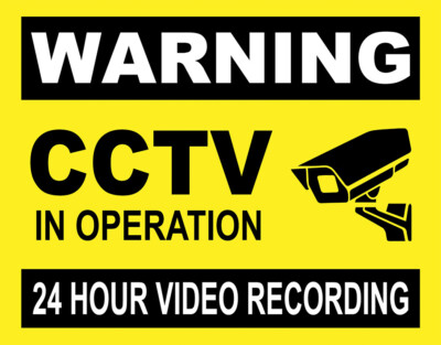 Sign Adhesive Sticker Warning Notice 24 Hour CCTV VIDEO Recording In ...