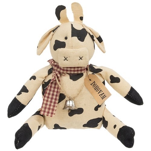 NEW Primitive COW DOLL DONOVAN w/Bell Farmhouse Rustic 6"Hx8"Wx3"D ...