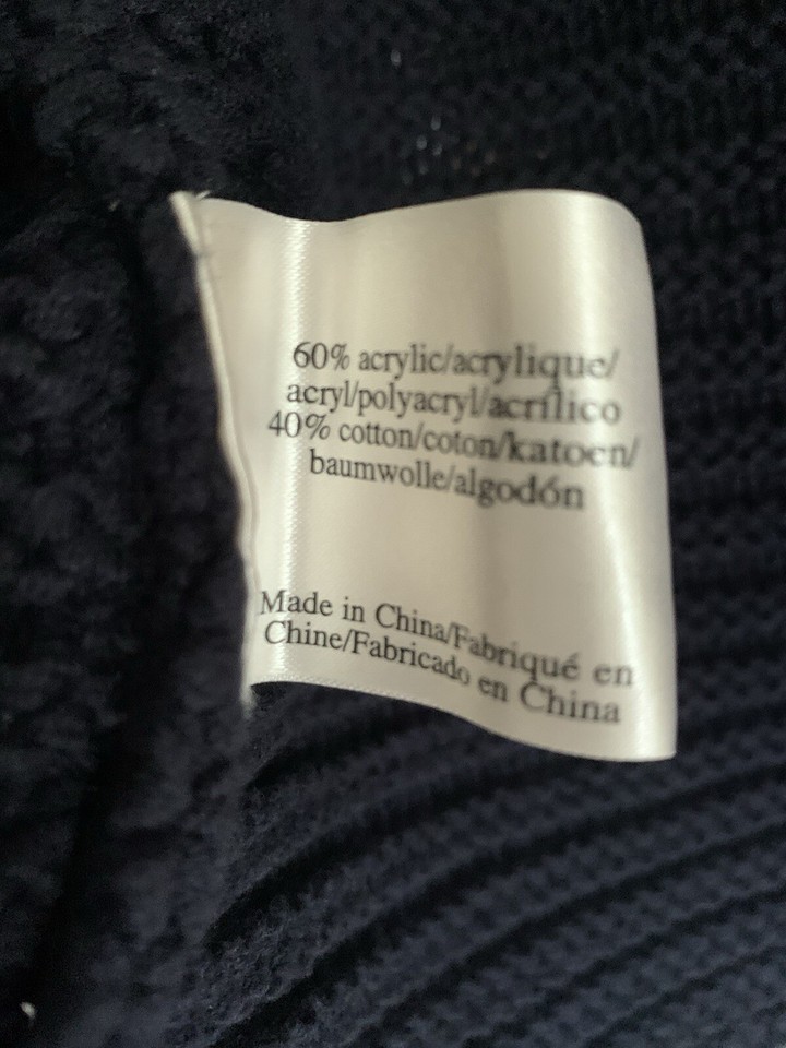 Vintage Laura Ashley Cardigan Shrug Navy Blue Ribbed Long Sleeves Size ...