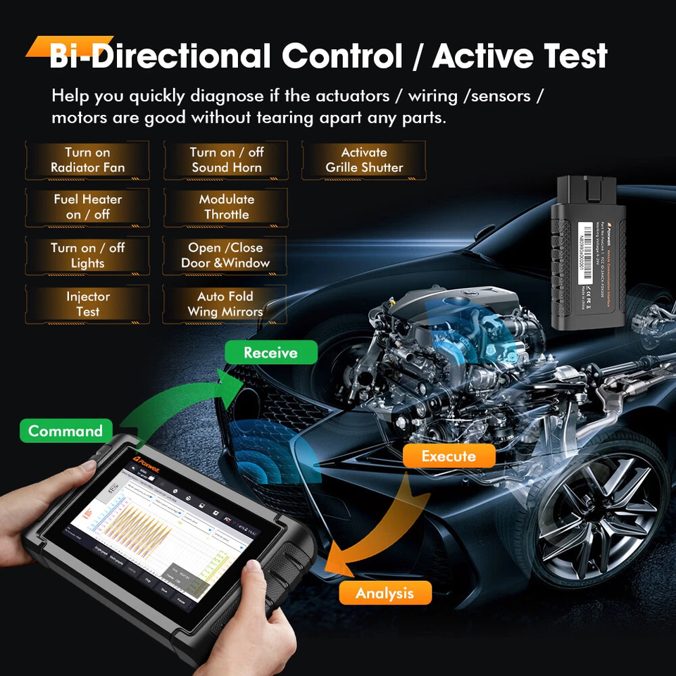 FOXWELL NT809 BT OBD2 Scanner All System Bidirectional Diagnostic Tool ...