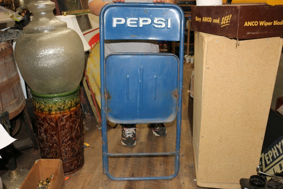 Rare Original Vintage Pepsi Cola Soda Pop Embossed Metal Folding Chair ...