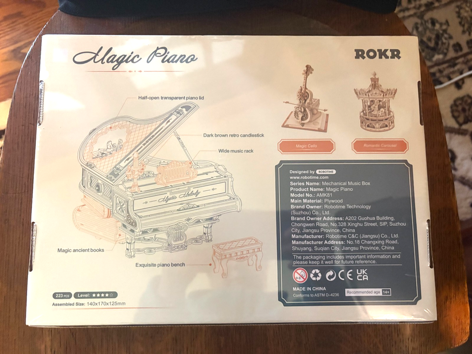 ROKR Magic Piano Music Box 3D Wooden Puzzle Mechanical Model Decor ...