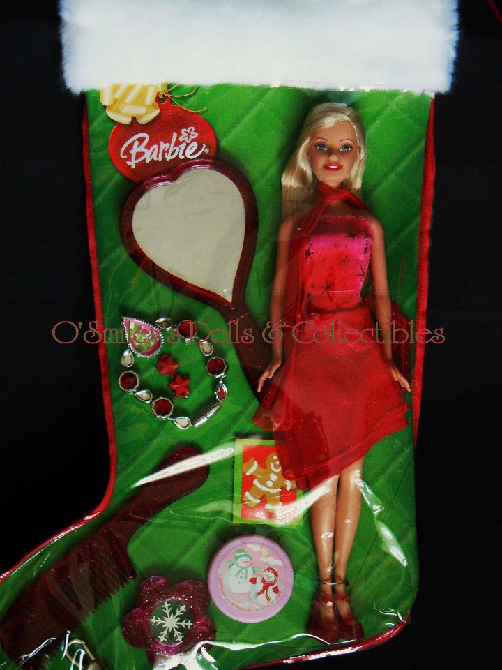 2005 HOLIDAY STOCKING GIFT SET Barbie Red Dress-VANITY SET & JEWELRY ...