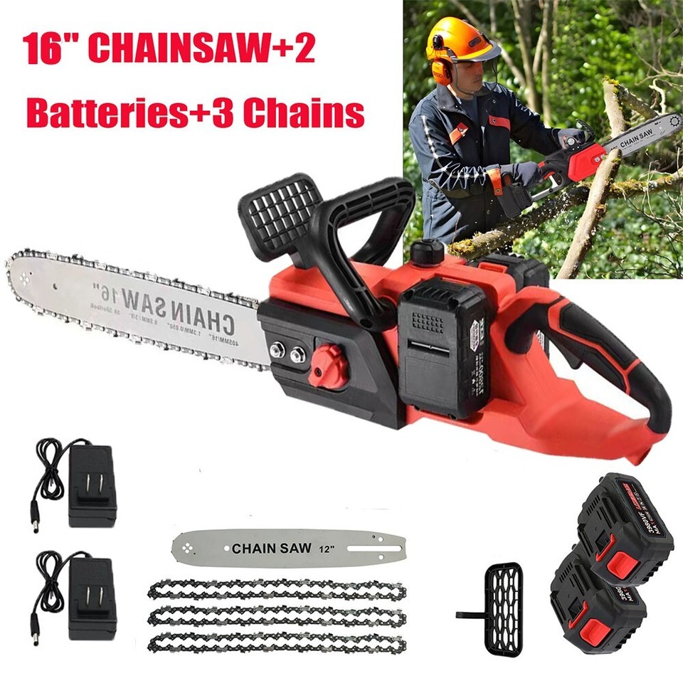 42V Brushless 16" Cordless Chainsaw Electric Handheld Chain Saw w ...
