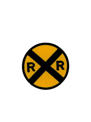patch embroidered badge iron applique road sign train crossing railway ...