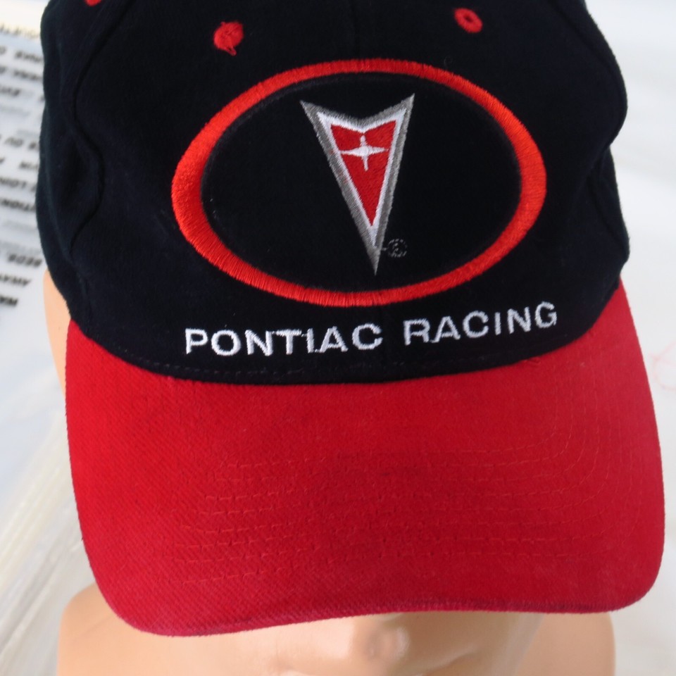 Vintage Pontiac Racing Black Red Logo Strapback Hat Cap NASCAR Super ...