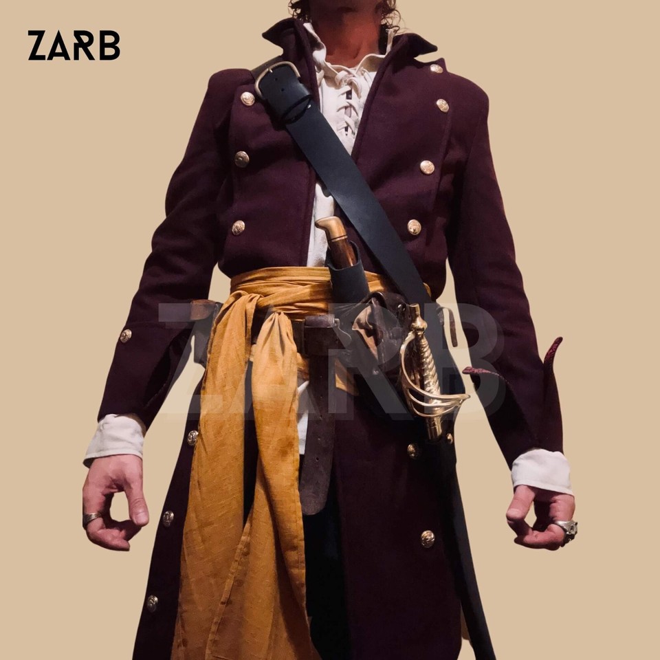 Burgundy Pirate Captain Coat | Steampunk Renaissance Jacket | Costume ...
