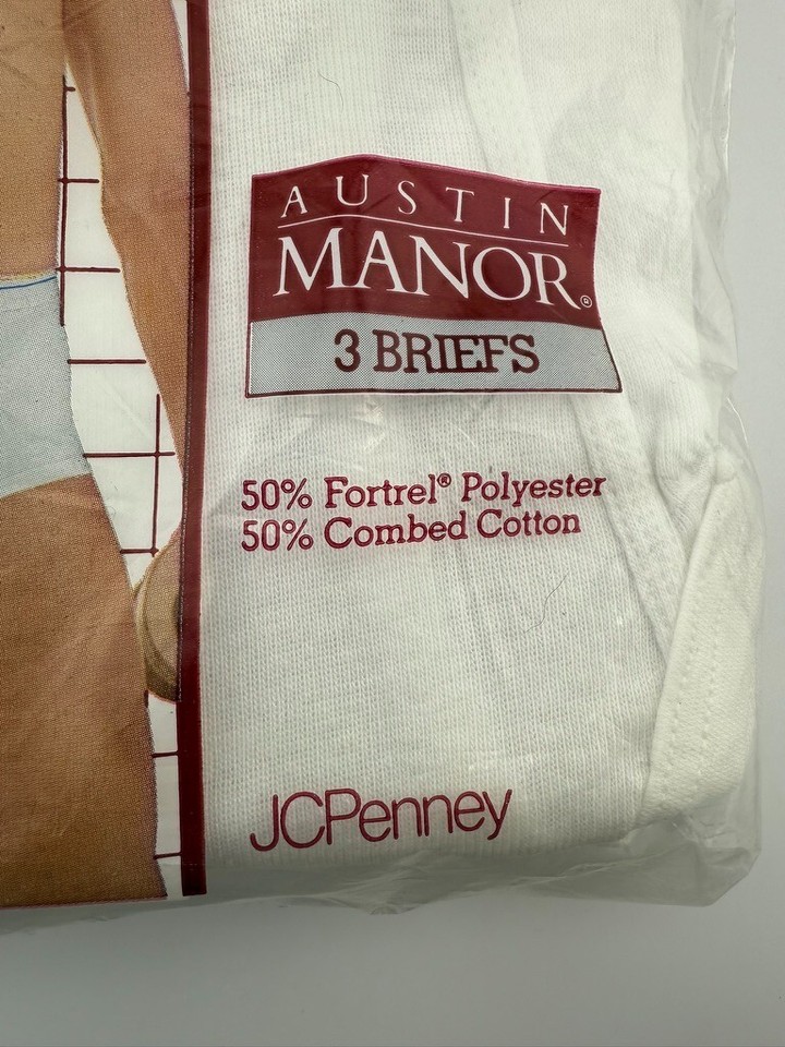 Vintage NOS Austin Manor White Underwear Brief Size 36 JC Penney Whitey ...
