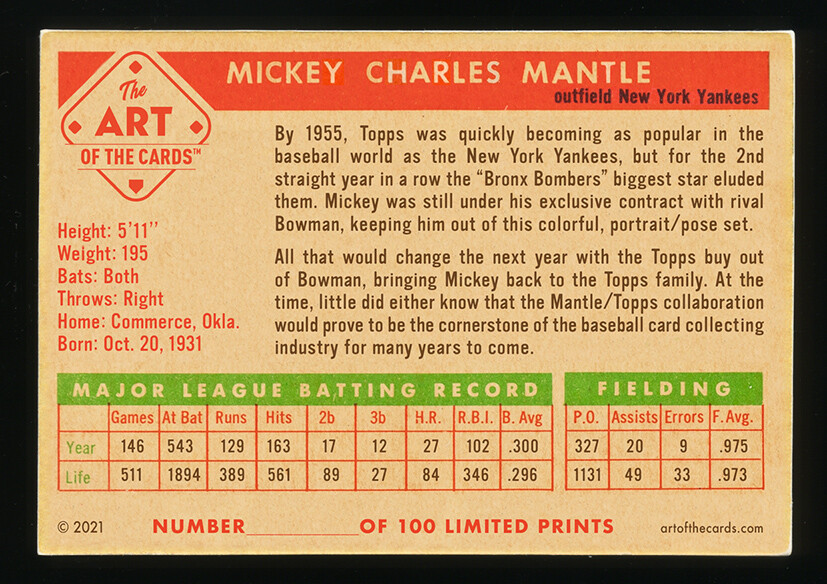 1955 Topps Mickey Mantle Baseball Card - #100 of 100 | eBay