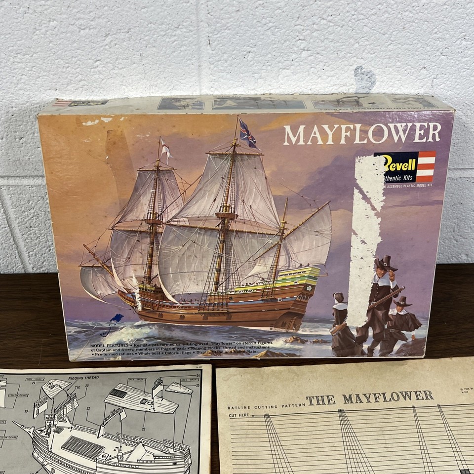 REVELL MAYFLOWER SHIP PLASTIC MODEL KIT 1966 H-327 ⚠️ UNCOUNTED AS-IS ...