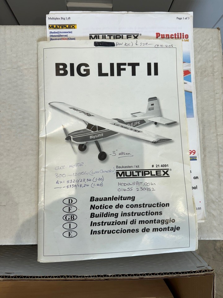 Multiplex Big Lift II RC Plane Airframe 240cm Span RC Plane Kit #214091 ...