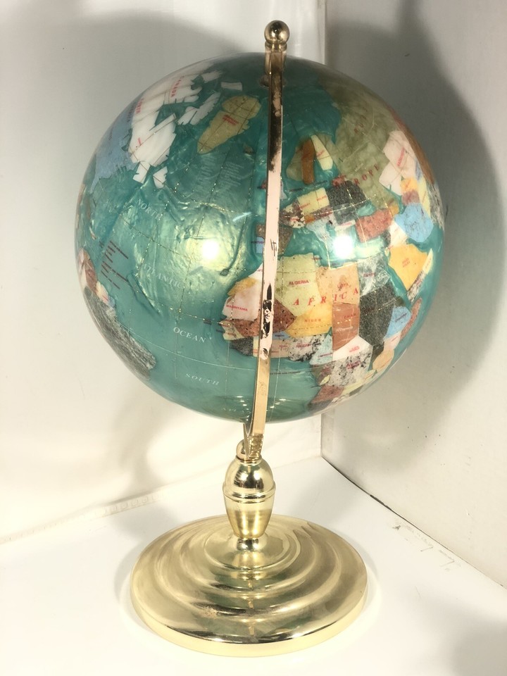 Rare Green Precious Stone 12" Globe Beautiful Desktop Display 22" Tall ...