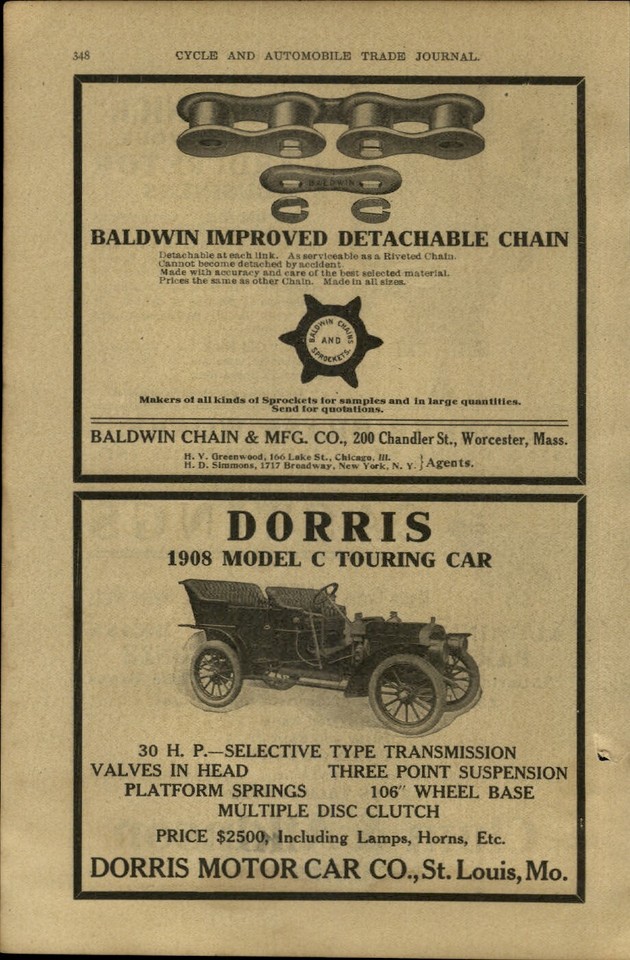 1907 PAPER AD CAR AUTO Old Nick Carburetor 1908 Dorris Model C ...
