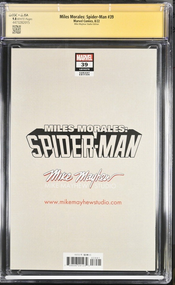 MILES MORALES SPIDER-MAN #39 CGC 9.8 JSA Signed MIKE MAYHEW GRAFFITI ...