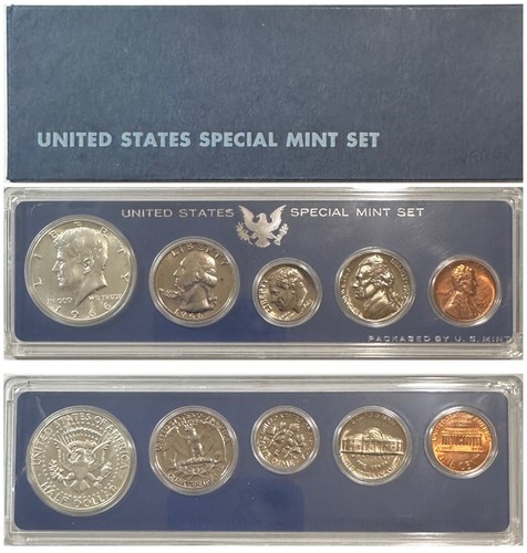 1966 U.S. (SMS) Special Mint Set - UNC- 40% Silver Kennedy Half Dollar ...