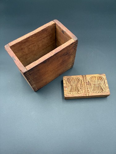 Antique Wooden Butter Mold Press Box with Wheat Sheaf Stamp Primitive ...