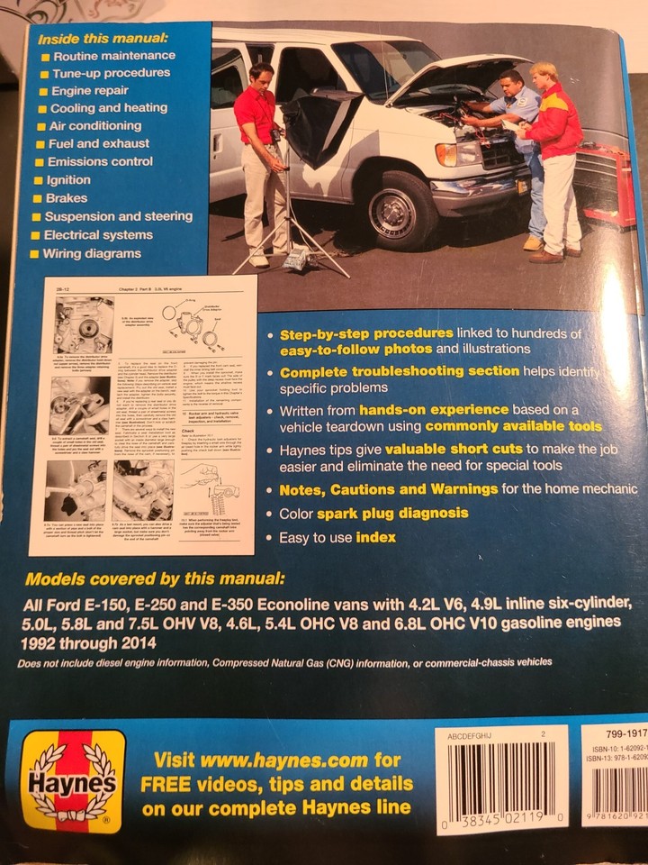 Haynes Repair Manual Ford Full Size Vans 1992-2014 E150 thru E350 | eBay