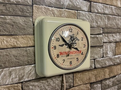 VTG GE WINCHESTER DEALER OLD GUN STORE RIFLE ADVERTISING WALL CLOCK ...