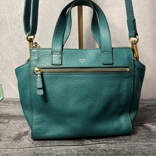 Fossil Satchel Crossbody Purse Leather Handbag, Size Medium - Teal | eBay